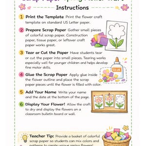 Spring Flower Craft Template | Preschool Kindergarten Fine Motor ...