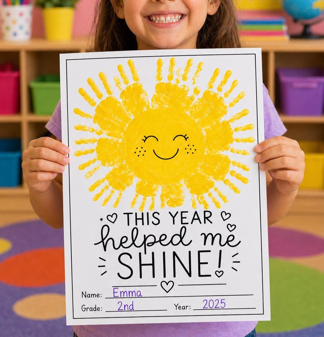 Last Day of School Handprint Craft | Sun Keepsake Activity (digital ...
