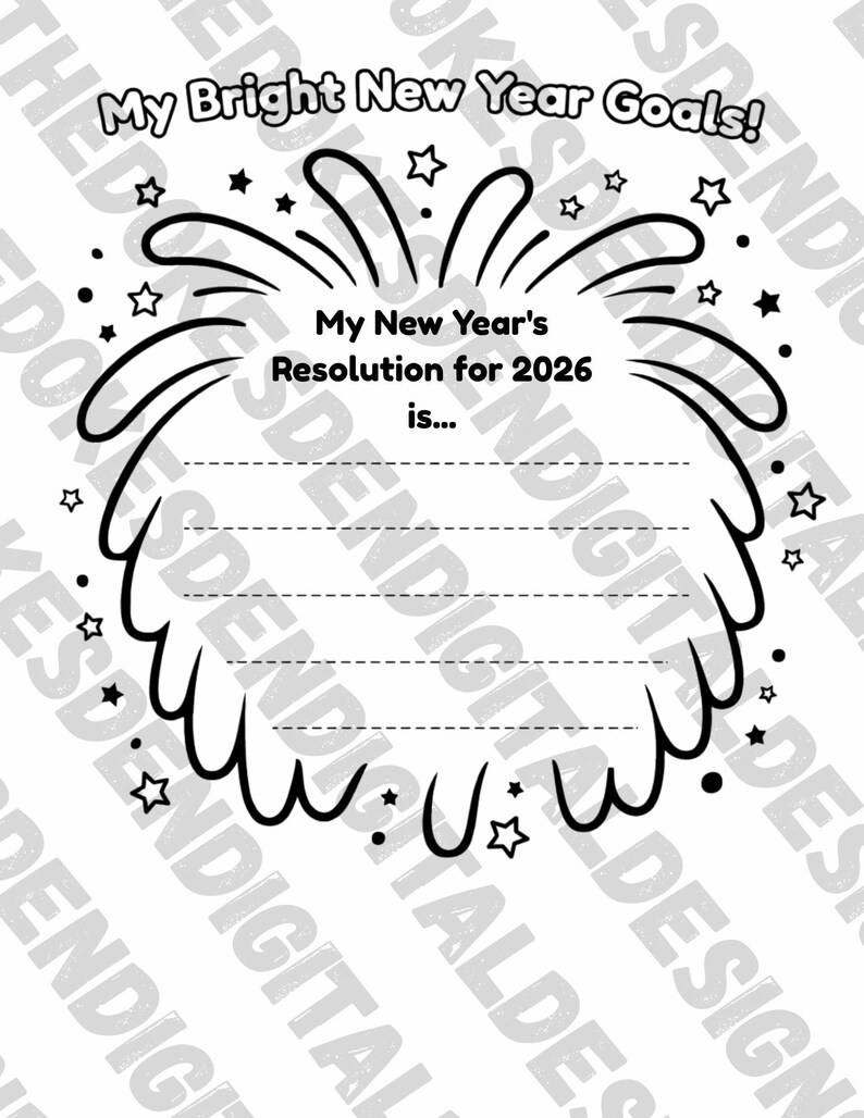2026 New Year's Resolution Writing Page for Kids (PDF) - Etsy