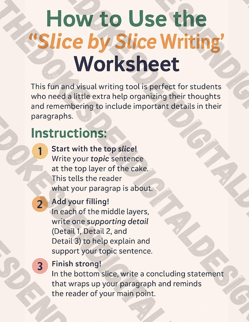 Layer Cake Writing Template: Paragraph Structure Worksheet (digital ...