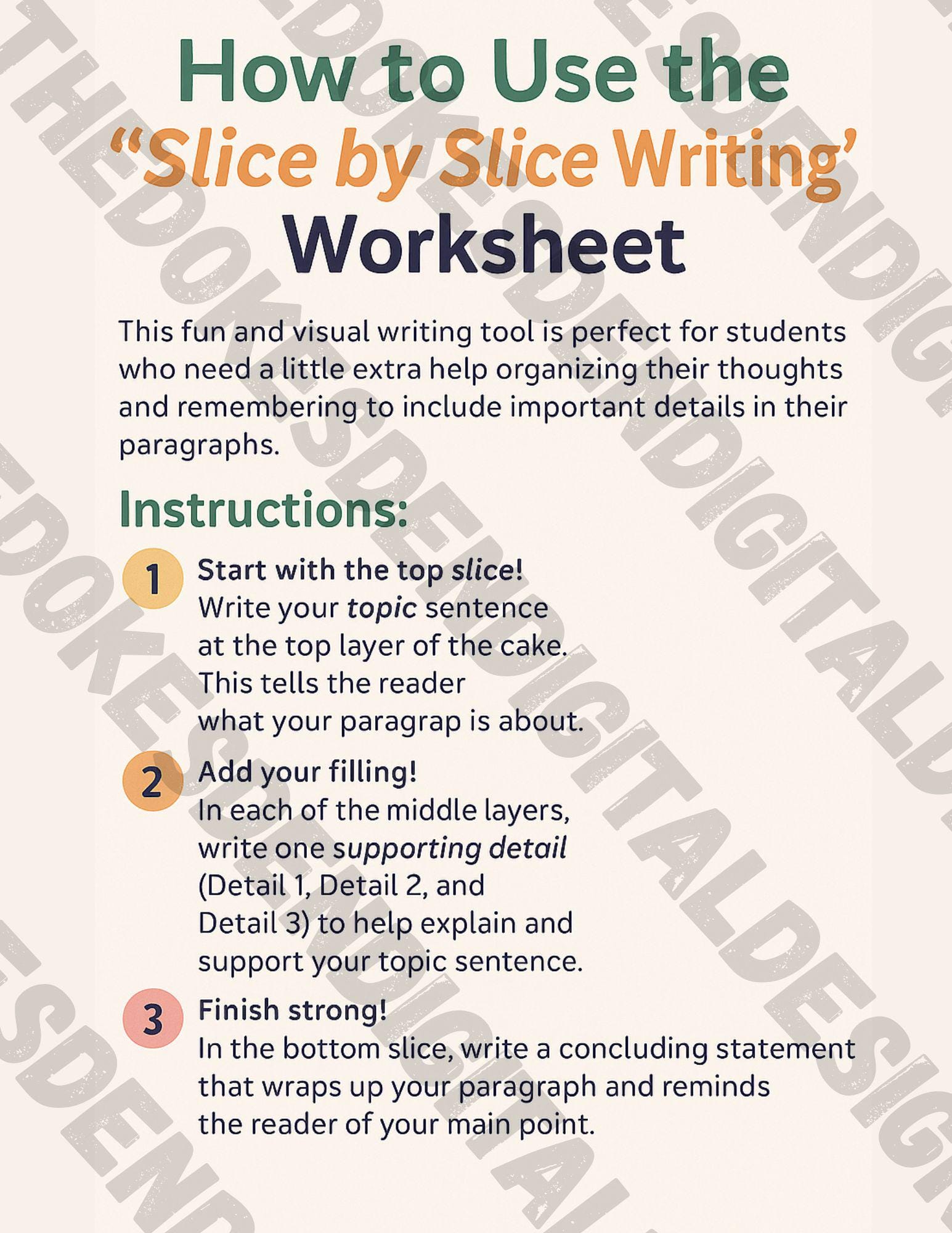 Layer Cake Writing Template: Paragraph Structure Worksheet (digital ...