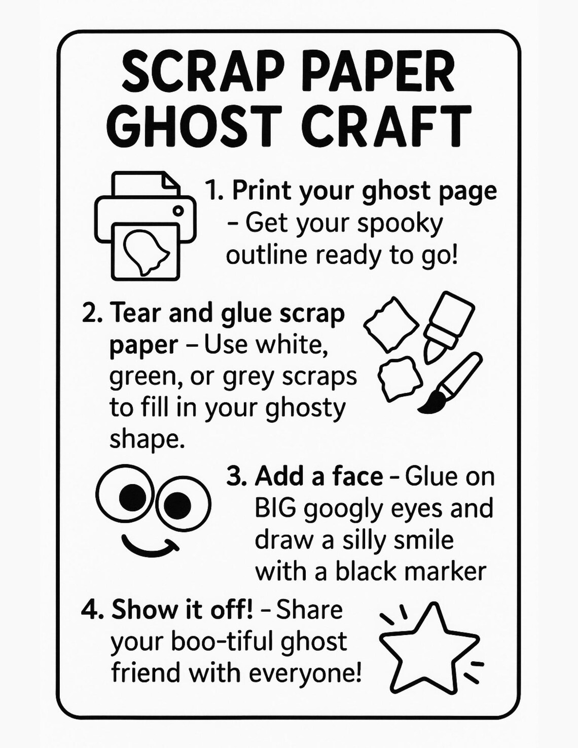 Printable Scrap Paper Ghost Craft for Kids | Halloween Classroom ...