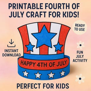 Patriotic Hat-making Fun! | Instant Download | Printable Fourth of July ...