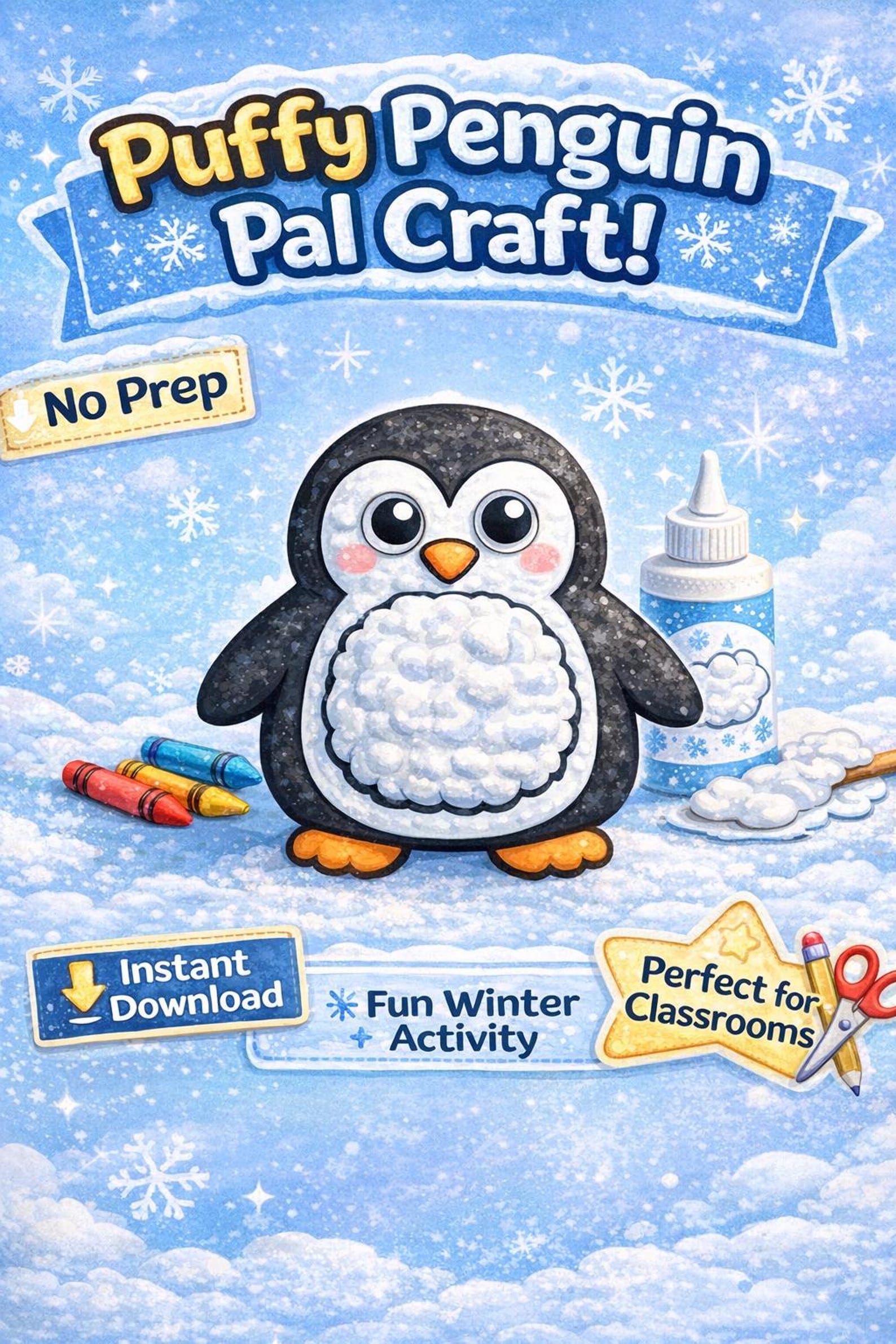 Puffy Penguin Pal Craft – No Prep Winter Art Activity for Kids - Etsy