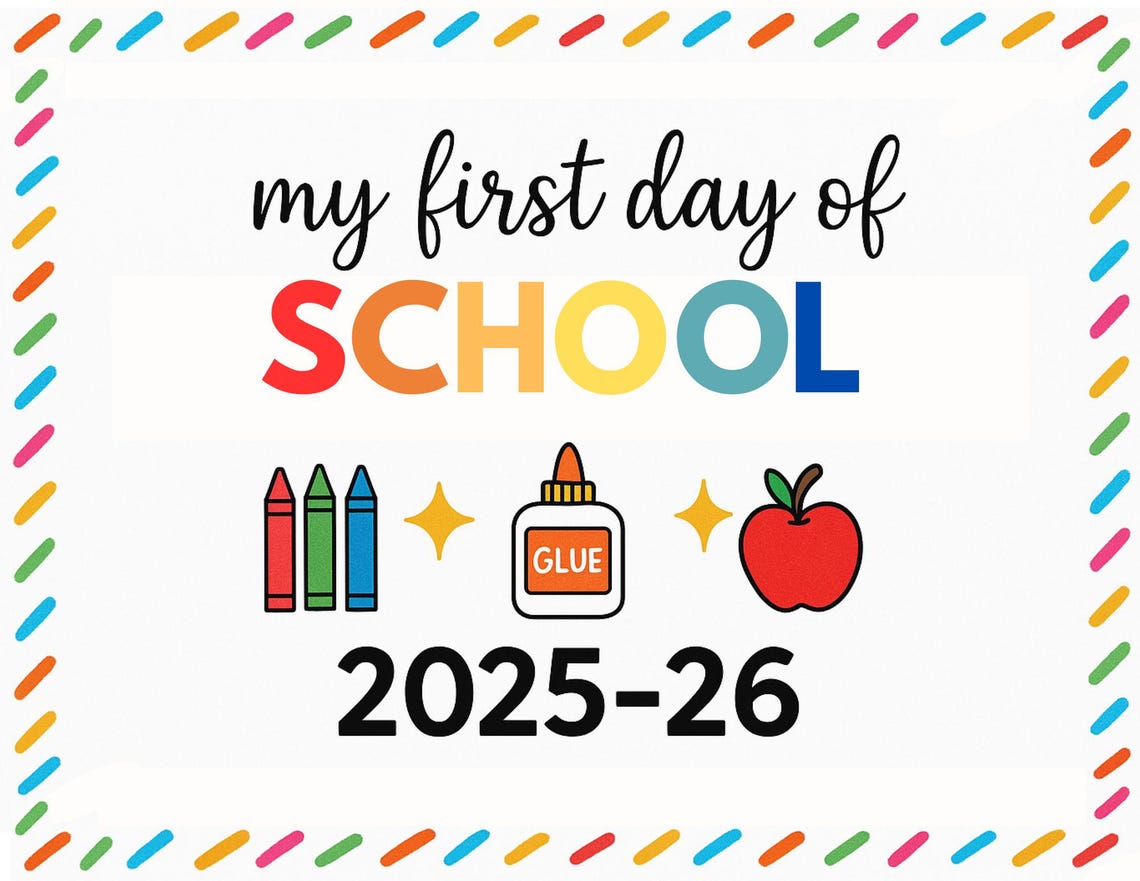 Colorful First Day of School Sign Set: Grades Pre-k - 12 (PDF Download ...