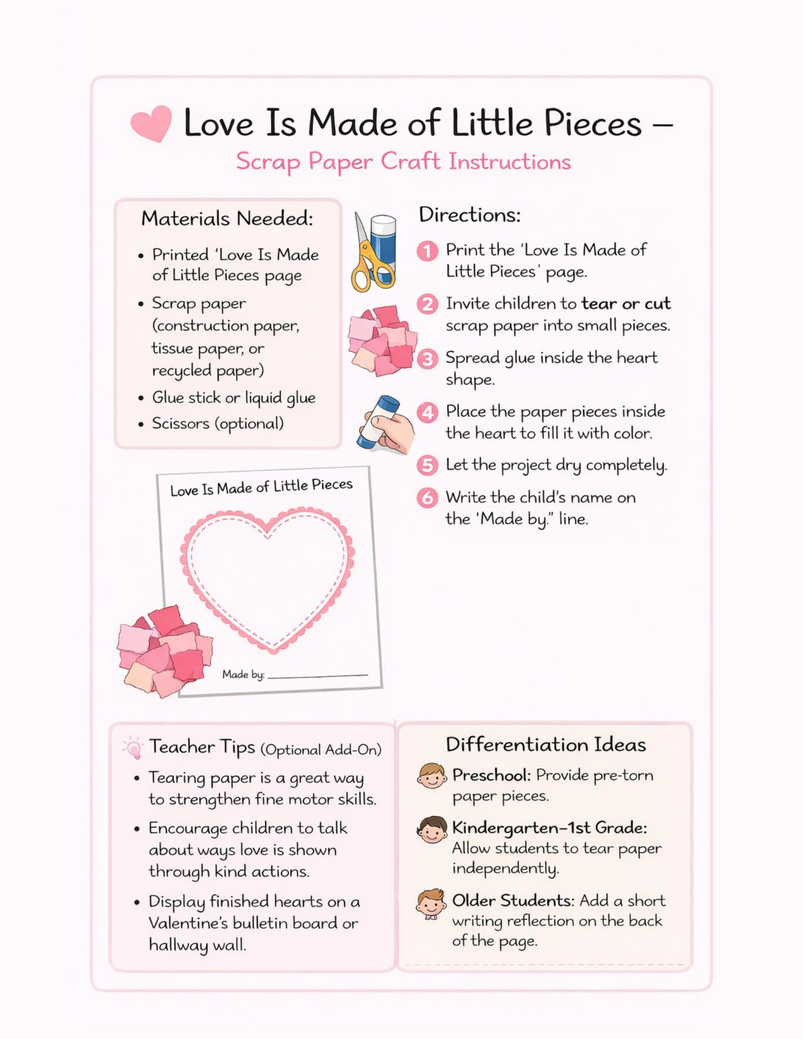 Love is Made of Little Pieces – Valentine Scrap Paper Heart Craft - Etsy