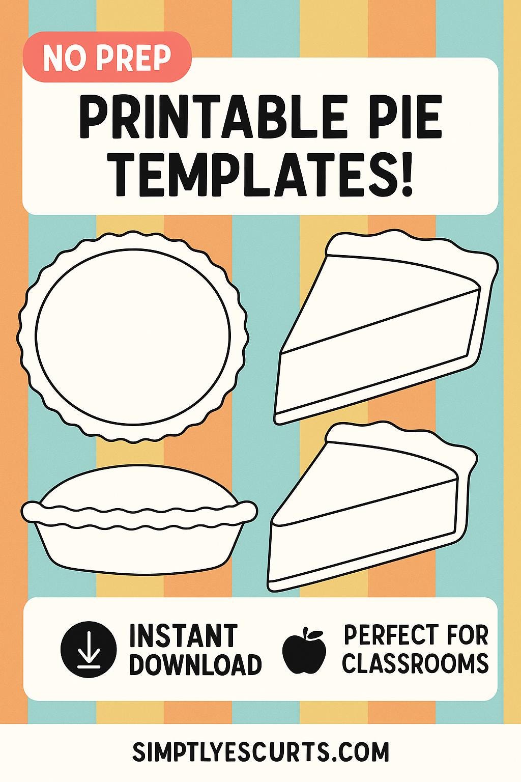 Printable Pie Craft Templates: Classroom Thanksgiving Activity (digital ...