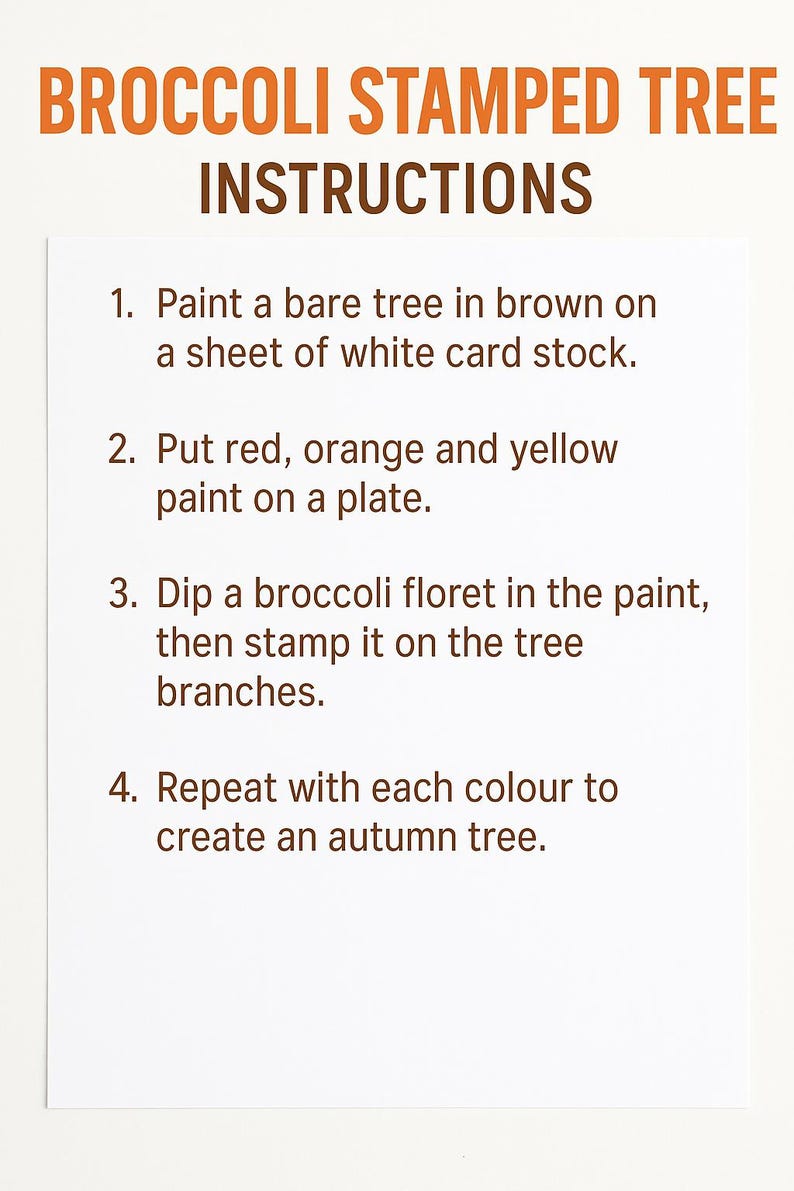 Broccoli Stamp Fall Tree Craft: Kids' Autumn Art Activity (PDF Template ...