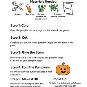 Printable 3D Pumpkin Craft for Kids | Fun Fall Classroom Activity - Etsy