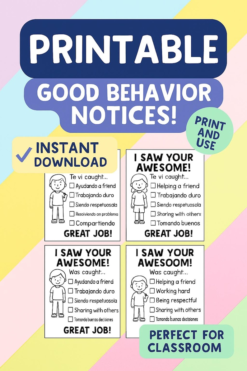 Printable Good Behavior Notes for Students: Classroom Reward Slips (PDF ...