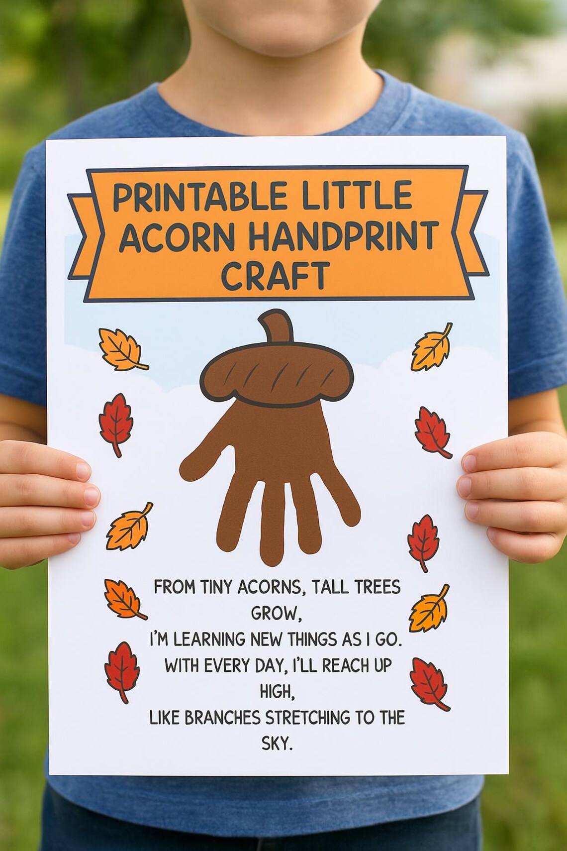 Printable Little Acorn Handprint Craft | Fall Classroom & Home Activity ...