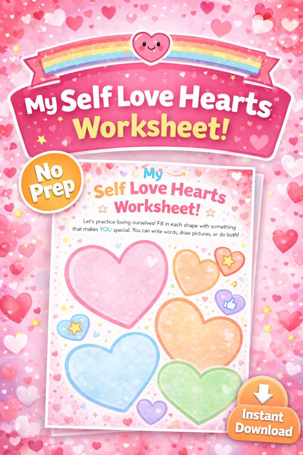 My Self-love Hearts Worksheet | SEL Activity for Kids - Etsy