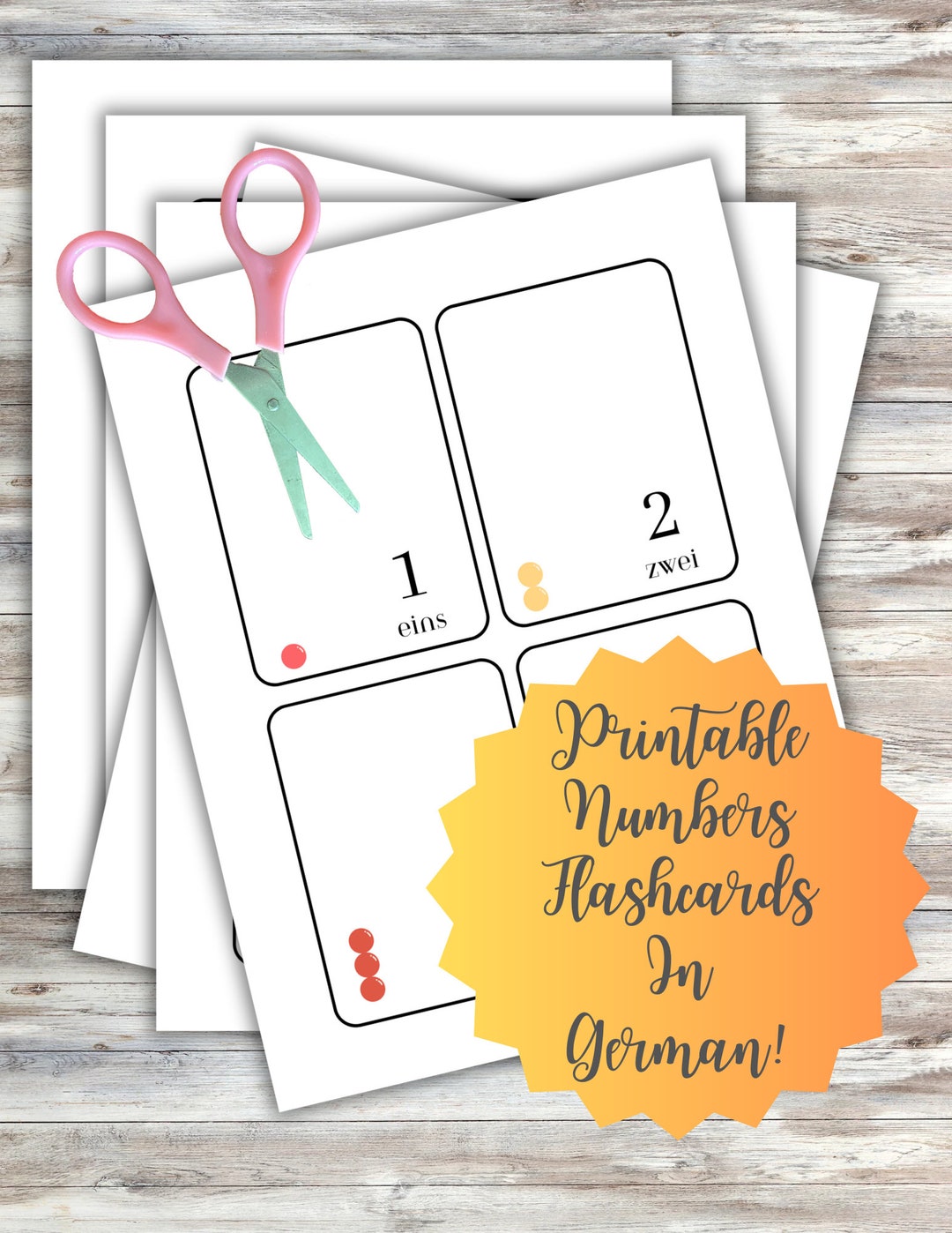 German Numbers Flashcards: Printable Language Learning (digital ...