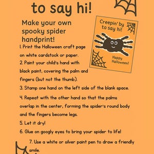 Halloween Spider Handprint Craft: Kid's Printable Art Project (PDF ...
