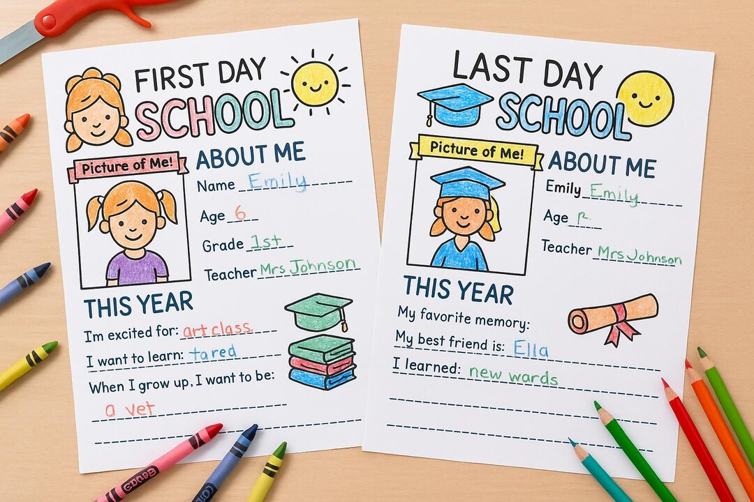 First and Last Day of School Printable Worksheets: Memory Book Activity ...