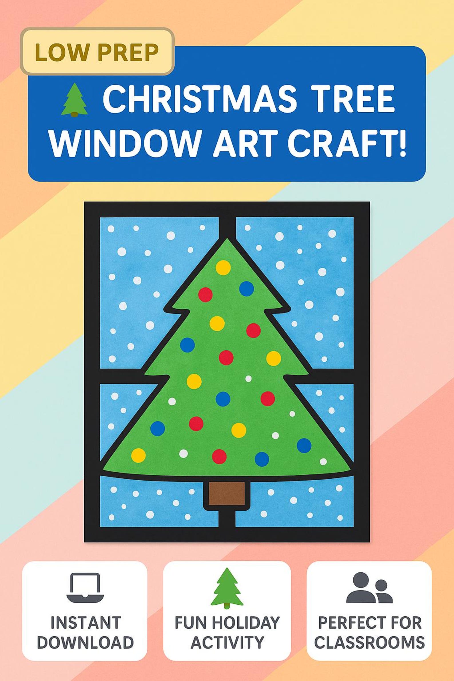 Printable Christmas Tree Window Art Craft | Fun Low Prep Holiday ...