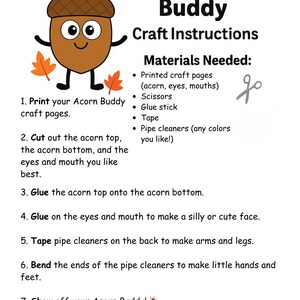 Printable Acorn Buddy Craft – Fun Fall Cut and Paste Activity for Kids ...