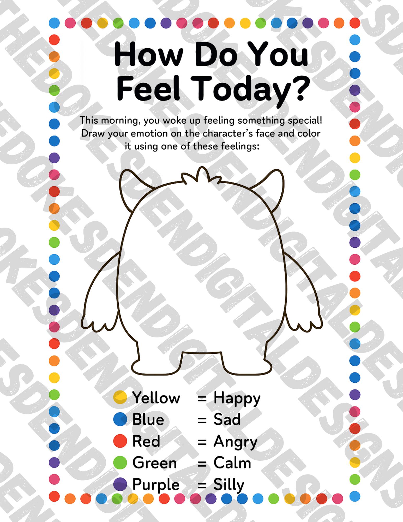 Feelings Monster Worksheet: Kids' Social Emotional Learning Activity ...