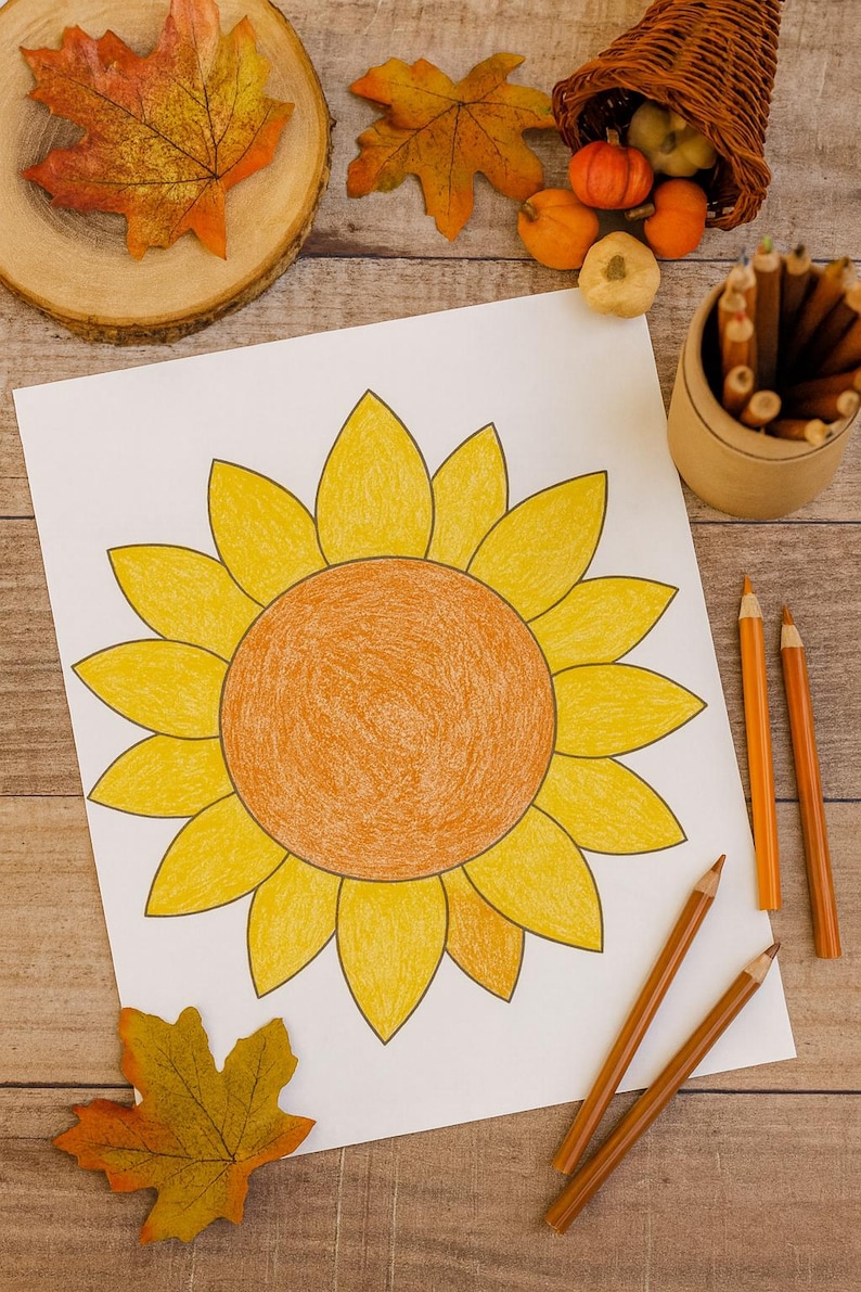 Sunflower Craft | Tear and Glue Scrap Paper Project (printable) - Etsy
