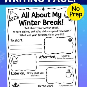Winter Break Writing Worksheet — Draw & Write Activity for Kids - Etsy