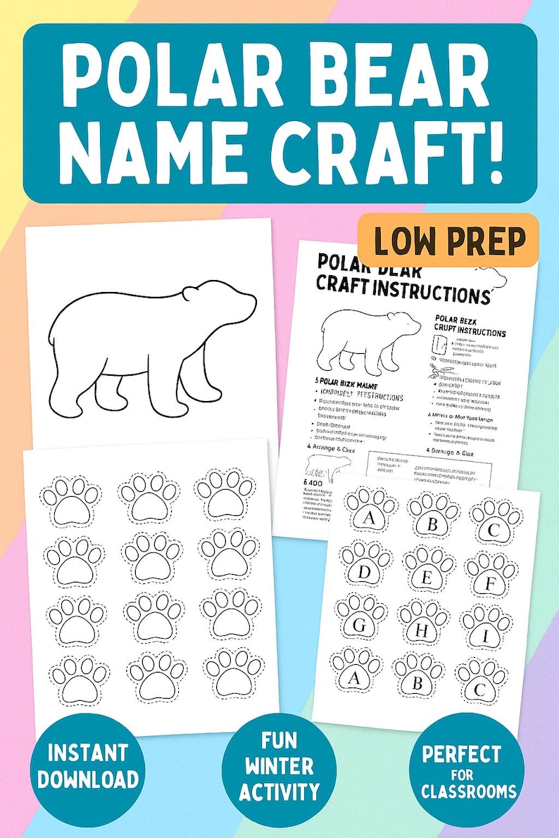 Polar Bear Name Craft | Winter Animal Activity for Preschool, Daycare ...