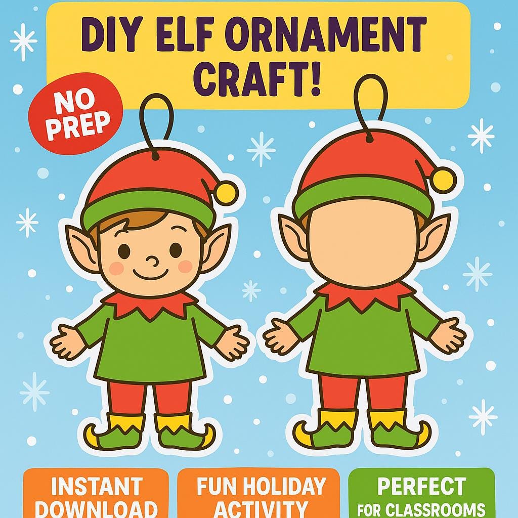 DIY Photo Elf Ornament Craft | Printable Holiday Keepsake (PDF Pattern ...