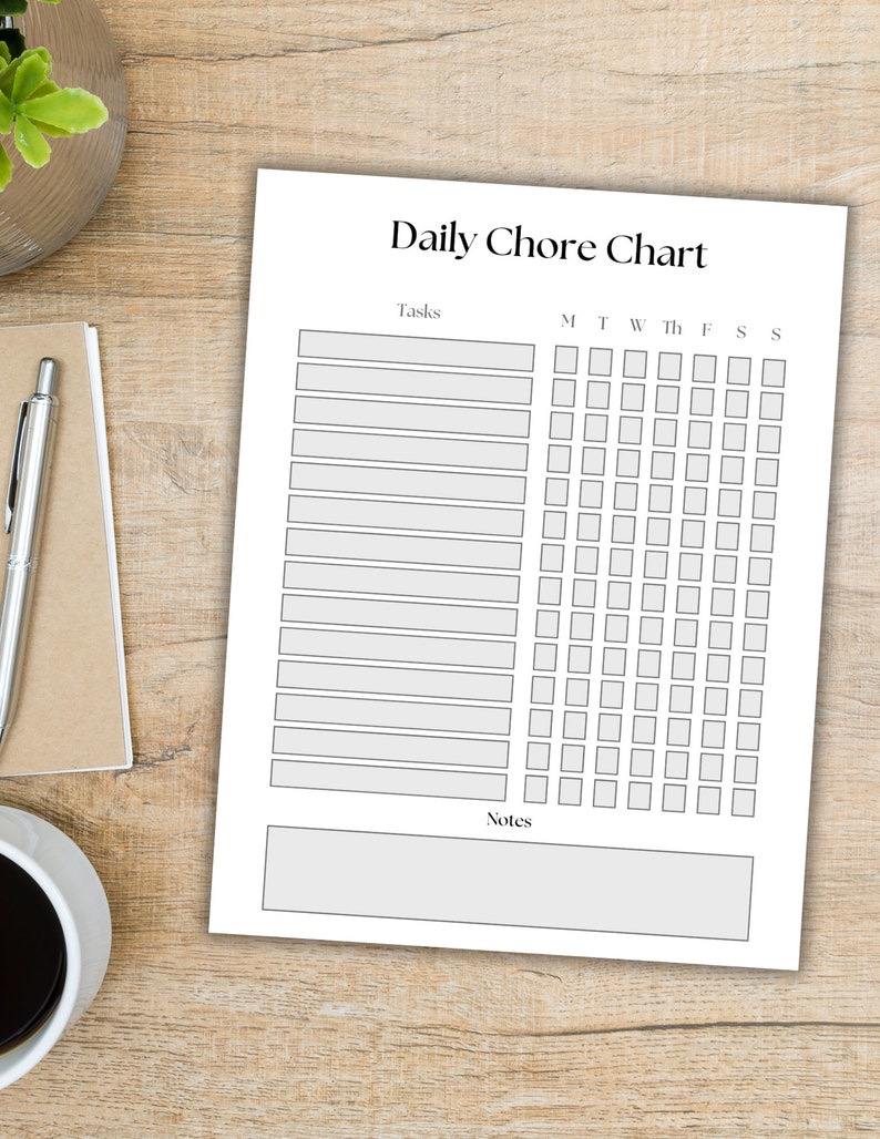 Simple Daily Chore Chart: Printable Responsibility Chart (PDF & PNG) - Etsy