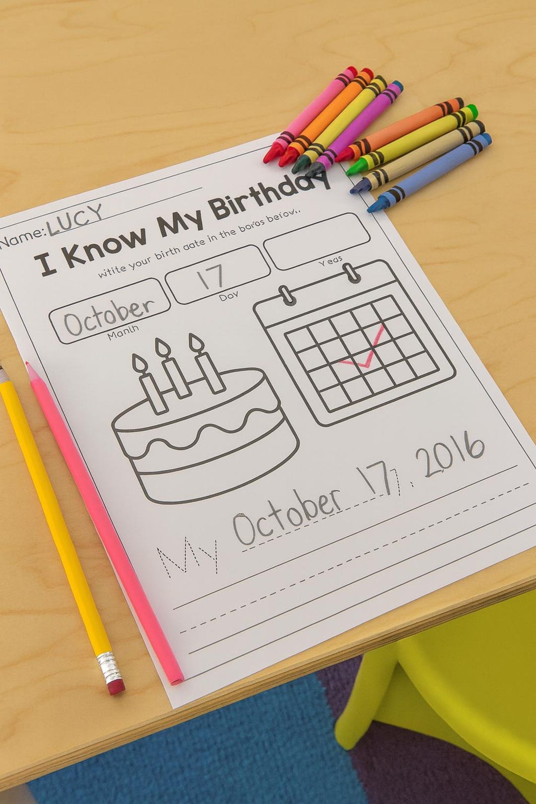 Printable “I Know My Birthday” Worksheet | Early Learning Date ...