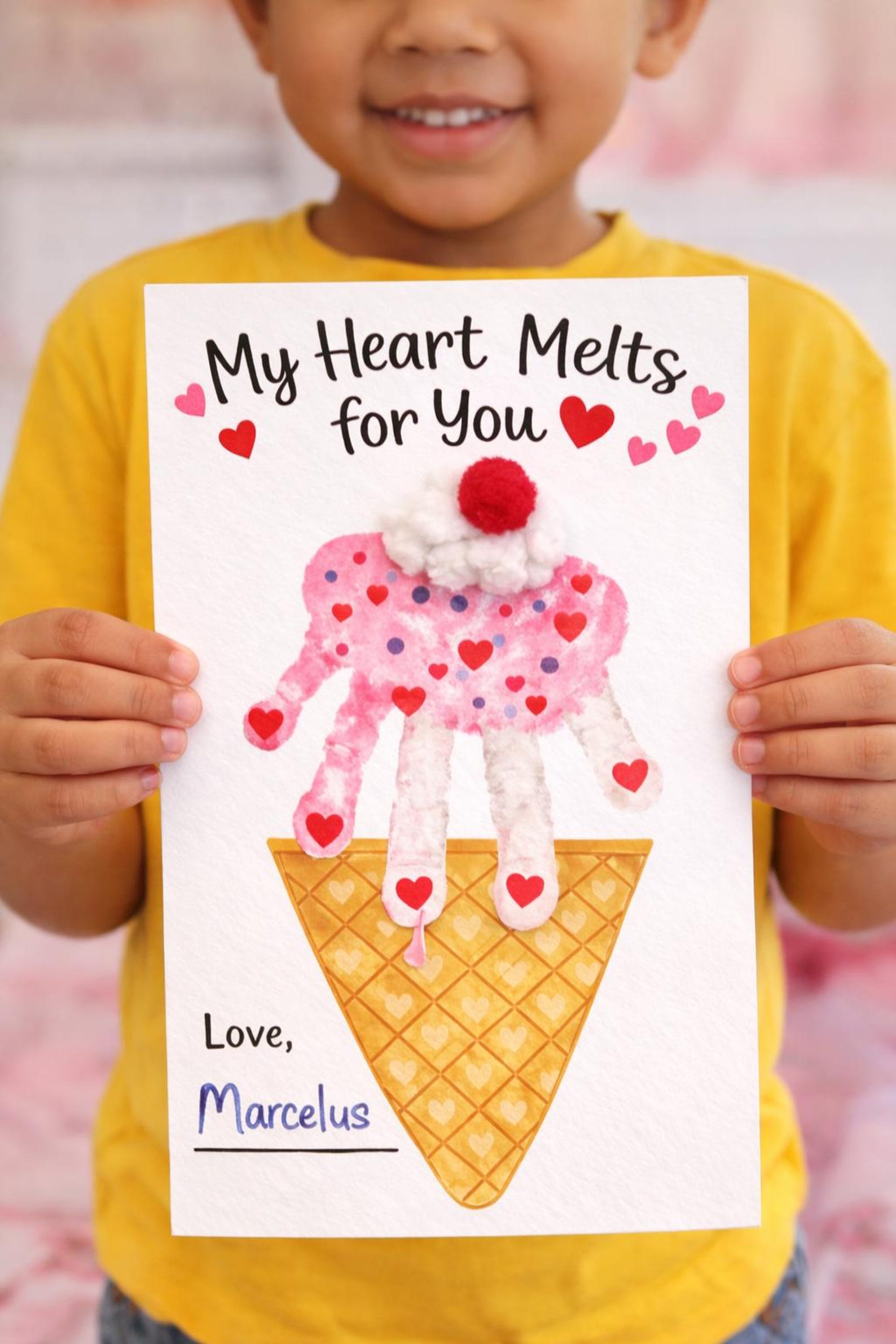 My Heart Melts for You Handprint Craft – Valentine Ice Cream Activity ...