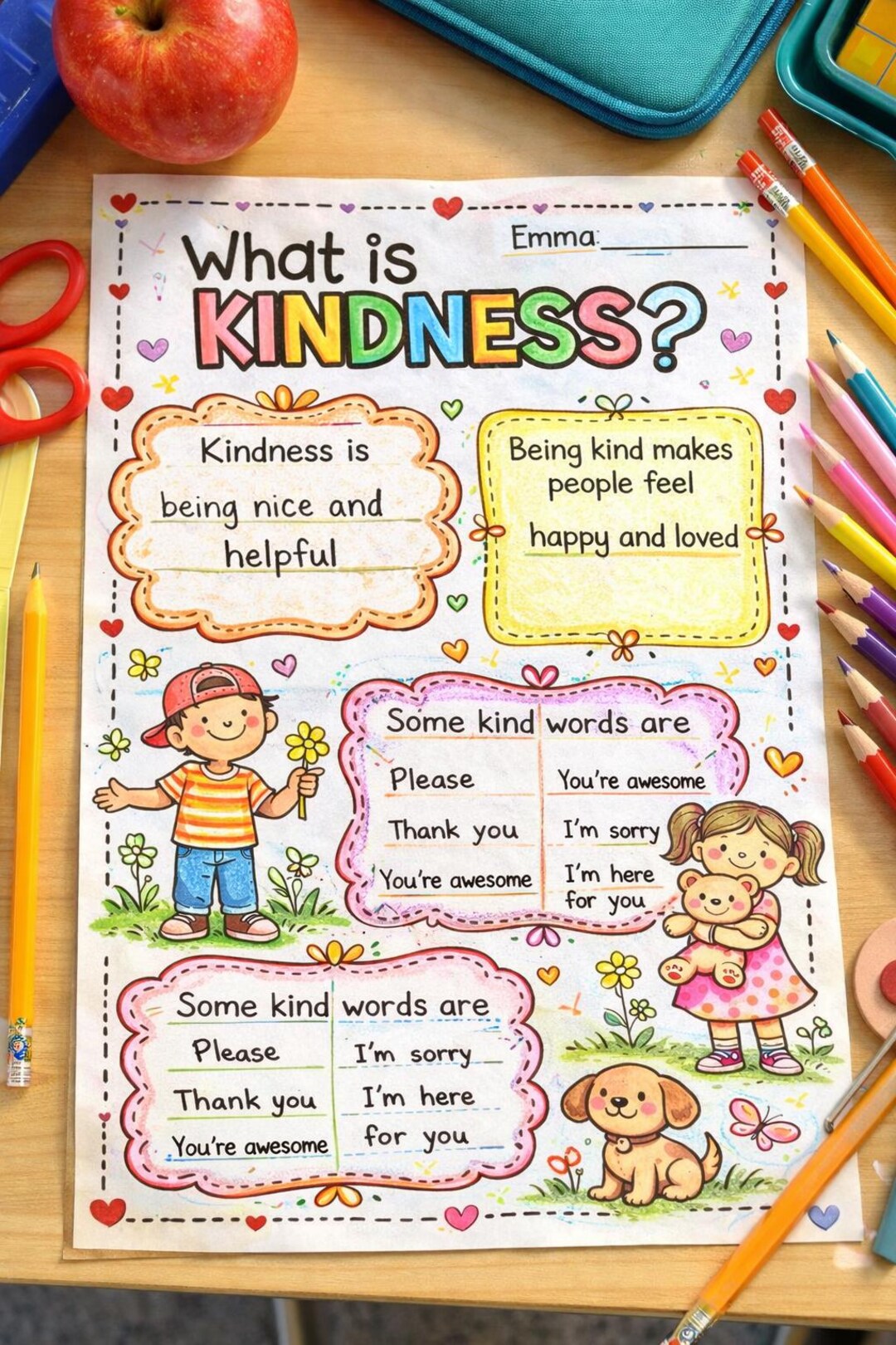 What is Kindness? SEL Worksheet | Social Emotional Learning Printable ...