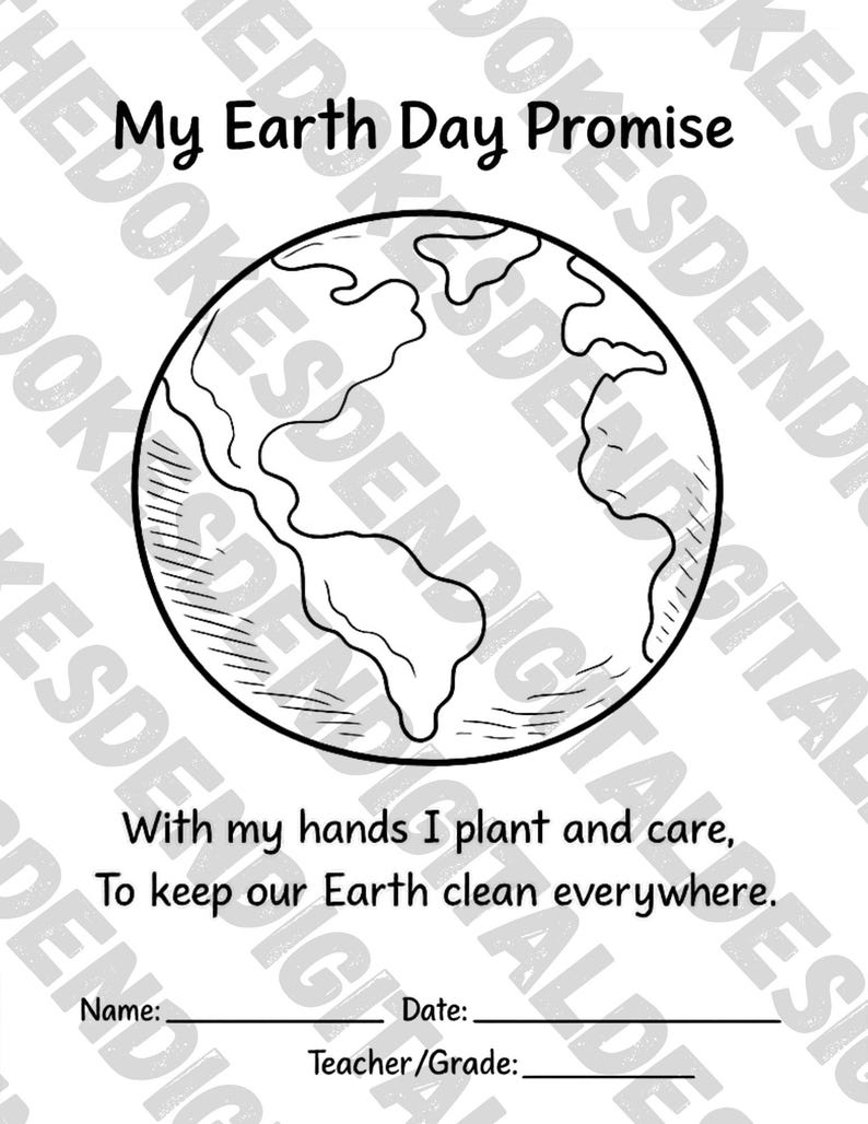 Earth Day Handprint Craft Printable | Kids Promise Activity (digital ...