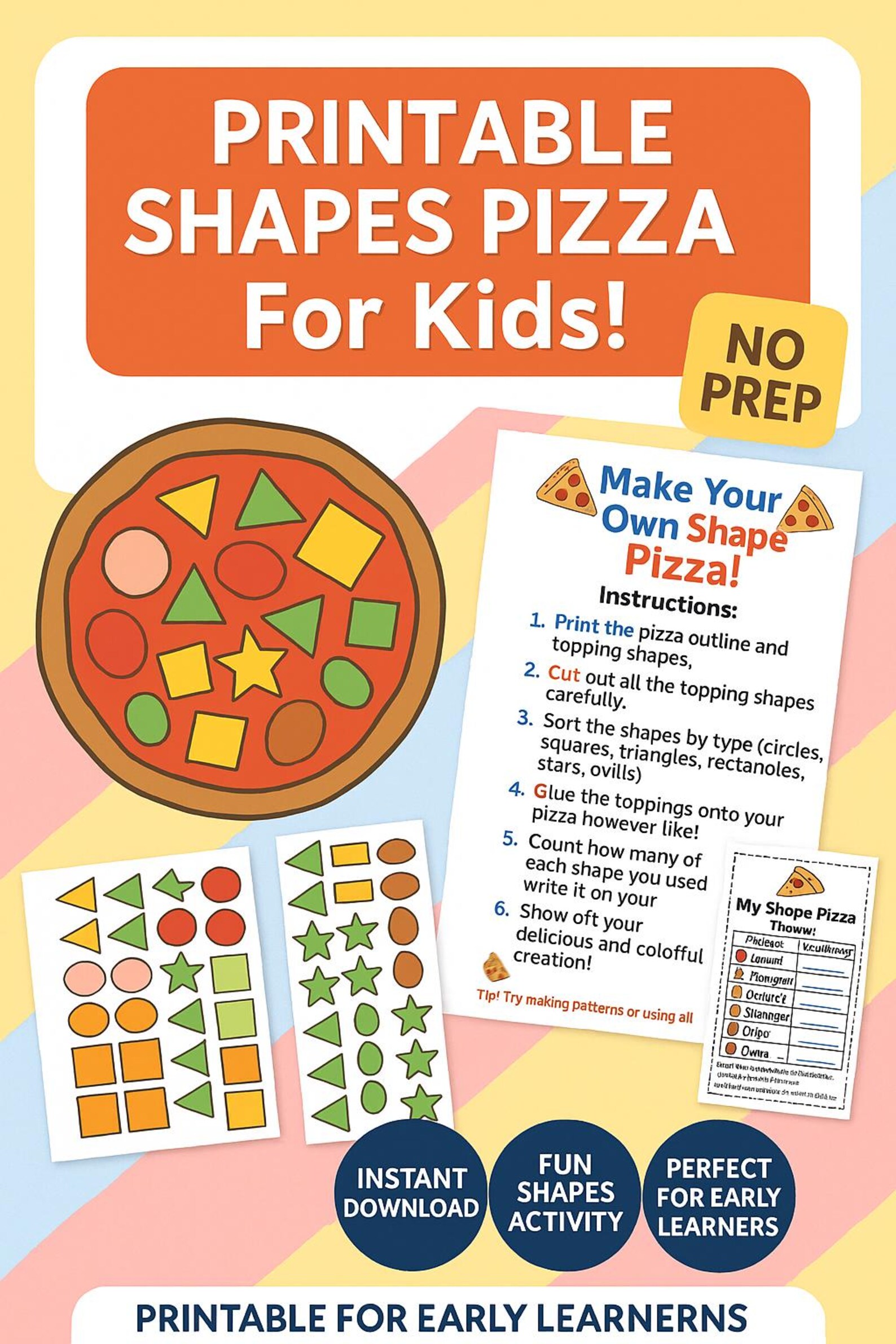 Printable Pizza Shapes Craft: Math & Fine Motor Activity (PDF Download ...