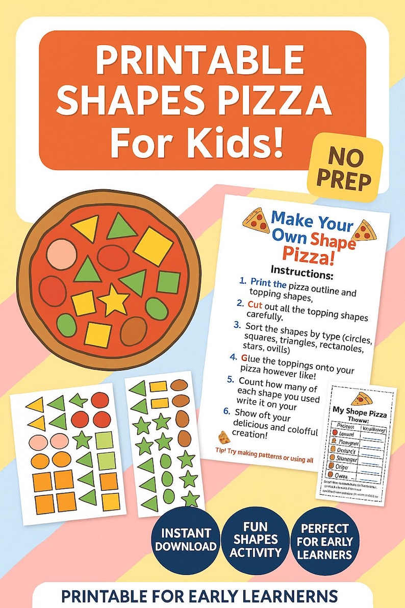 Printable Pizza Shapes Craft: Math & Fine Motor Activity (PDF Download ...