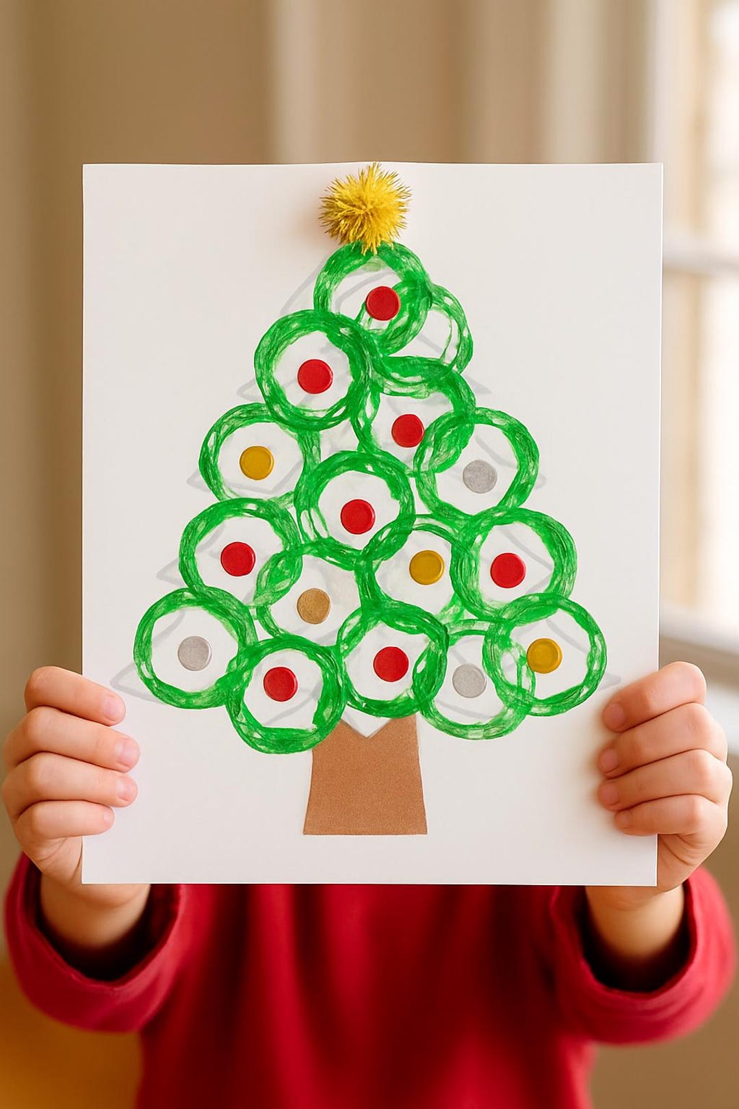 Christmas Tree Stamping Art – Toilet Paper Roll Painting Craft for Kids ...