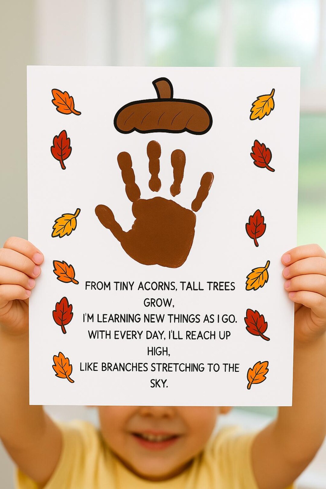 Printable Little Acorn Handprint Craft | Fall Classroom & Home Activity ...