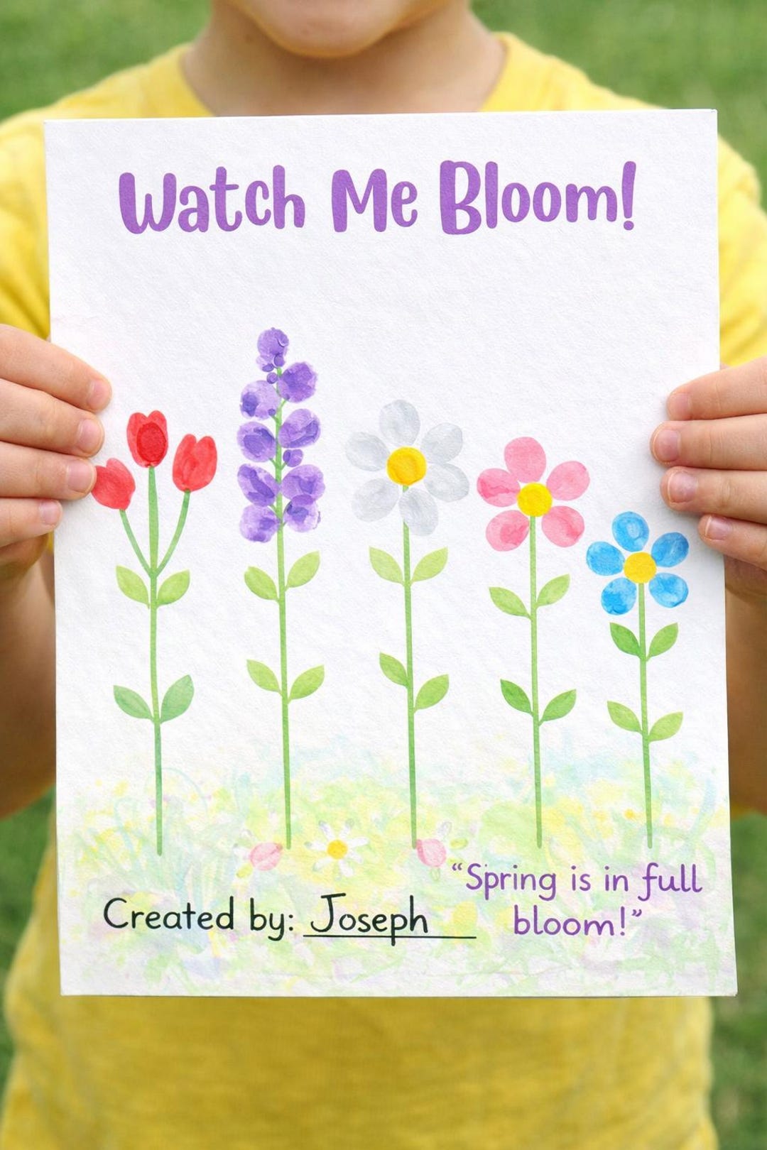 Watch Me Bloom Fingerprint Art | Spring Kids Craft (PDF Template) - Etsy