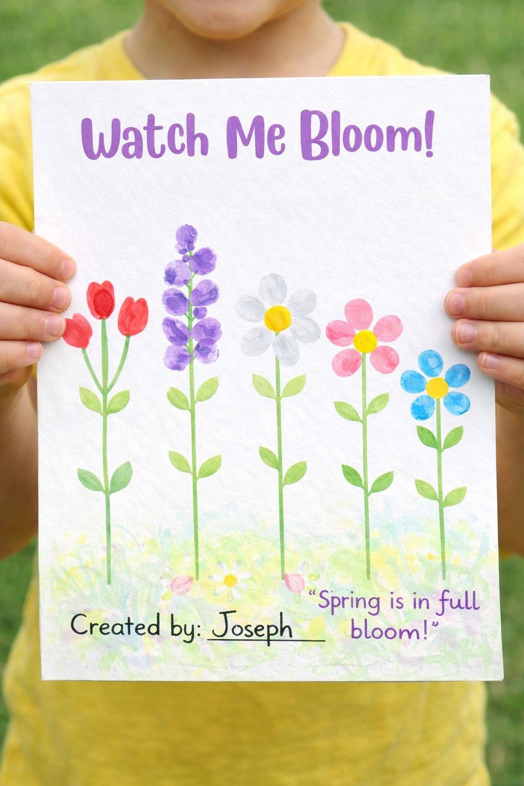 Watch Me Bloom Fingerprint Art | Spring Kids Craft (PDF Template) - Etsy