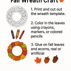 DIY Fall Wreath Craft Template | Fun Autumn Leaf Activity for Preschool ...