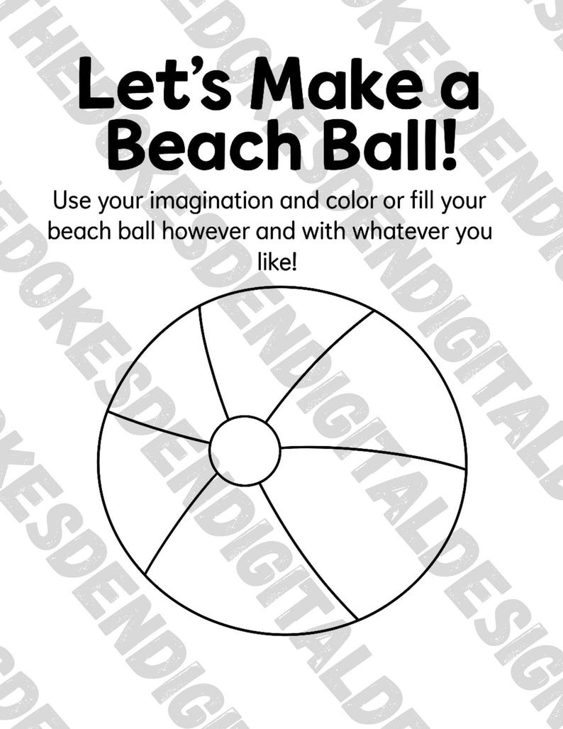 Printable Beach Ball Craft: Summer Art Activity for Kids - Etsy