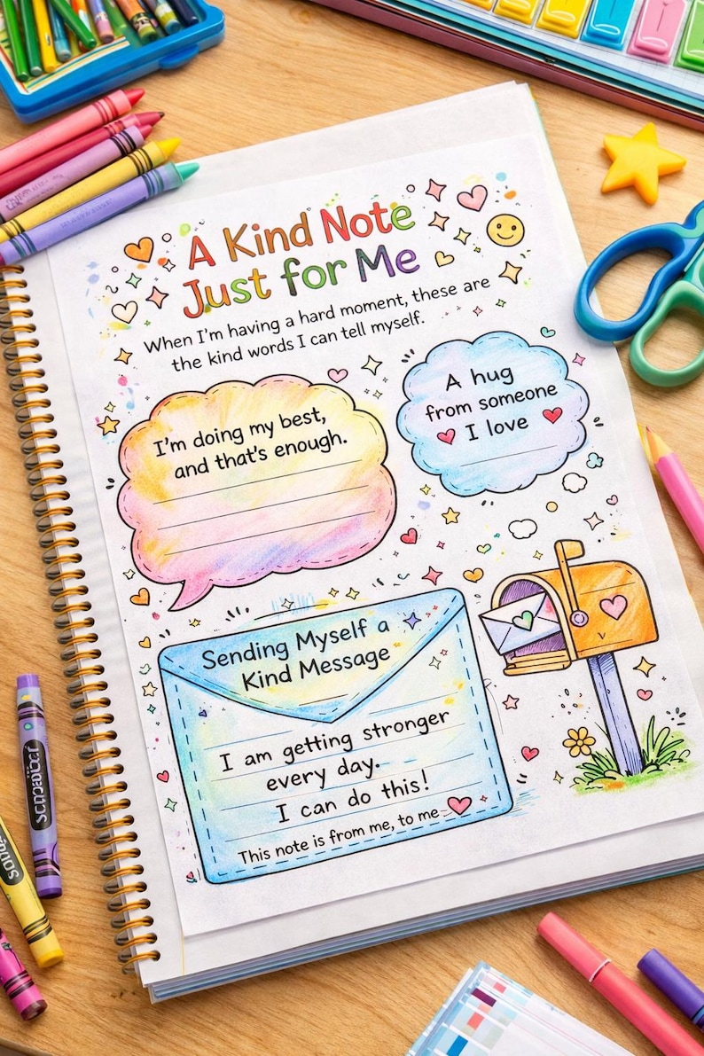 A Kind Note to Myself – SEL Writing Worksheet for Kids - Etsy