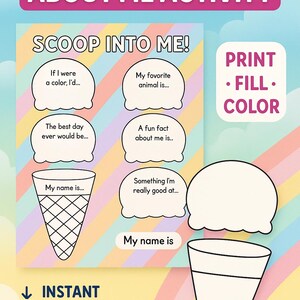 Printable Ice Cream About Me Craft for Students - Etsy