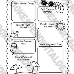 All About My Summer – Reflection for Kids - Etsy