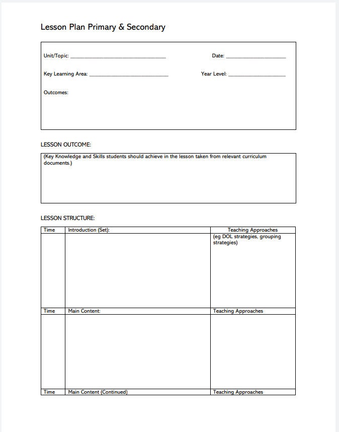 Lesson plan Printable Downloadable Lesson planning for | Etsy