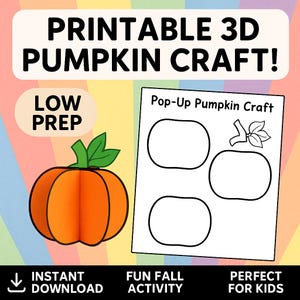 Printable 3D Pumpkin Craft for Kids | Fun Fall Classroom Activity - Etsy