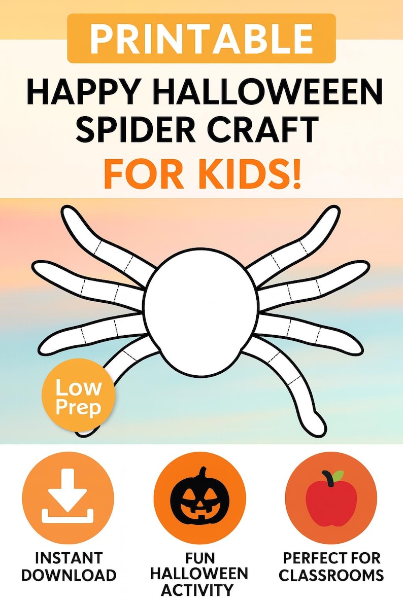 Halloween Spider Craft Printable | Easy Kids’ Classroom Project - Etsy
