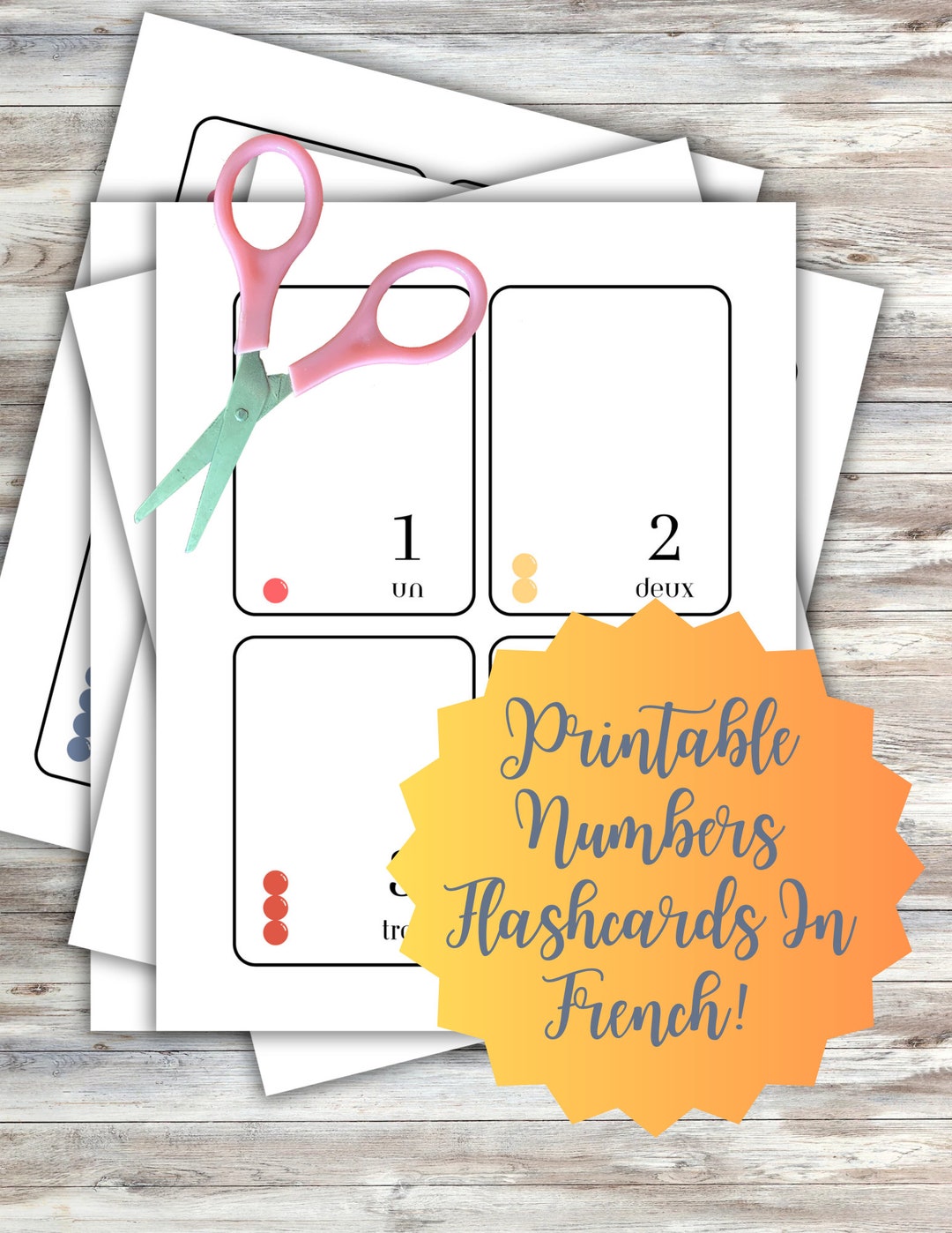 French Numbers Flashcards: Printable Learning Cards (digital Download ...