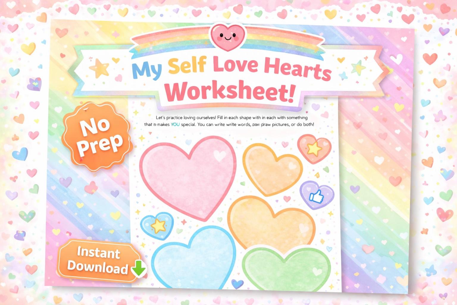 My Self-love Hearts Worksheet | SEL Activity for Kids - Etsy
