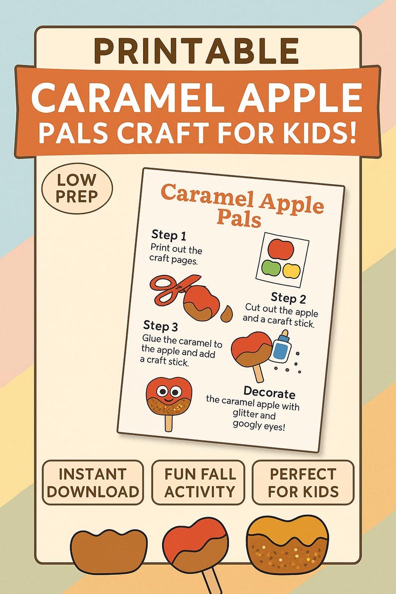 Printable Caramel Apple Pals Craft for Kids | Fun Fall Activity for ...