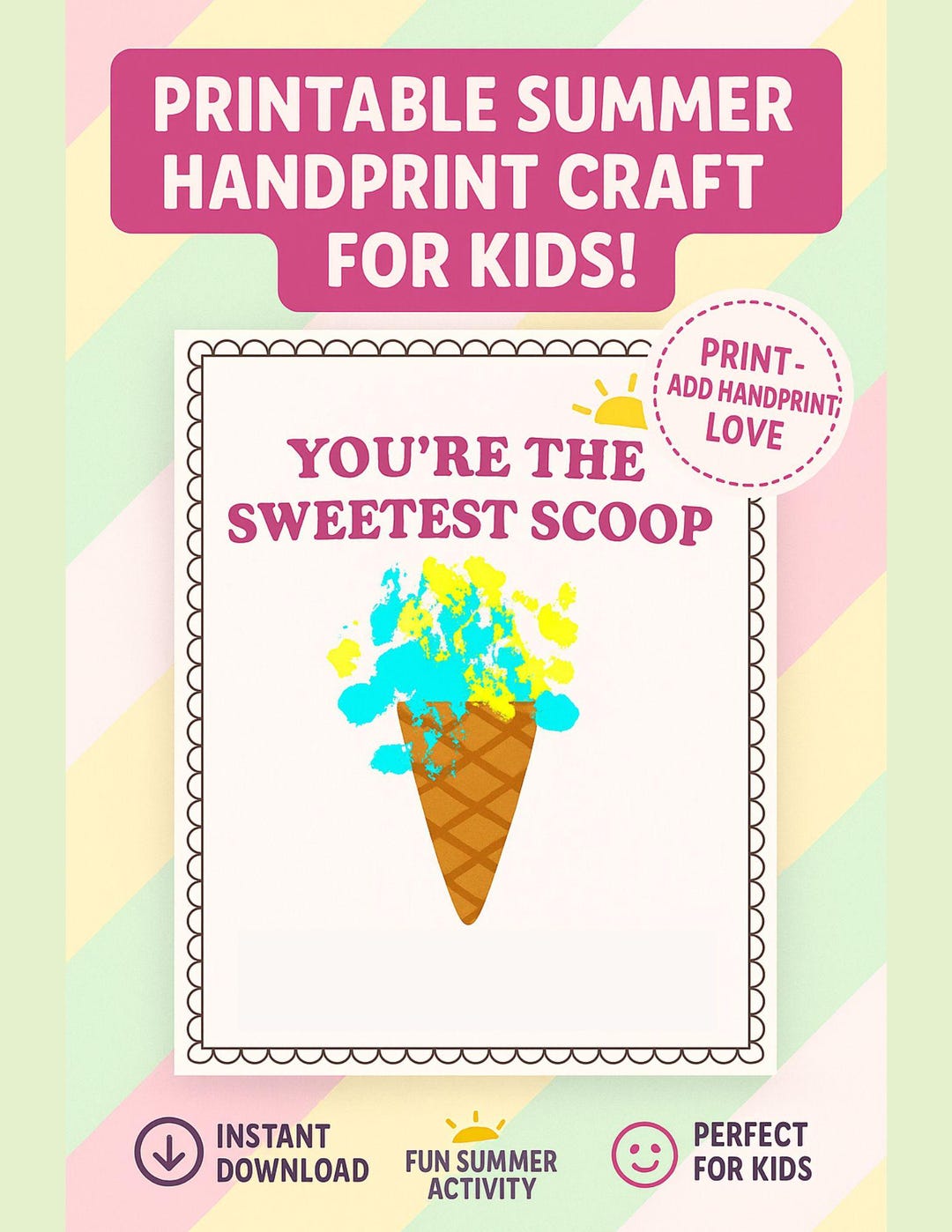 Ice Cream Cone Handprint Art – Summer Keepsake Craft for Kids - Etsy