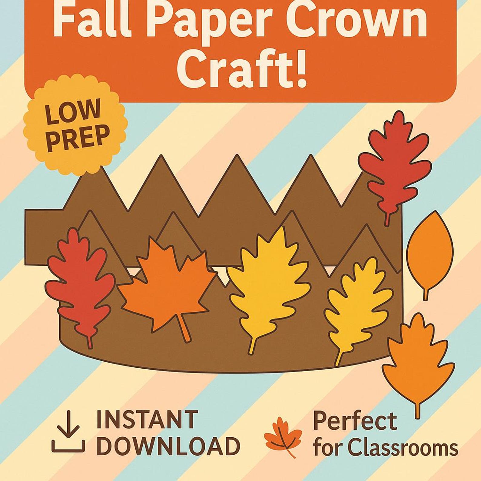 Fall Leaf Paper Crown Craft for Kids | Printable Autumn Headband ...